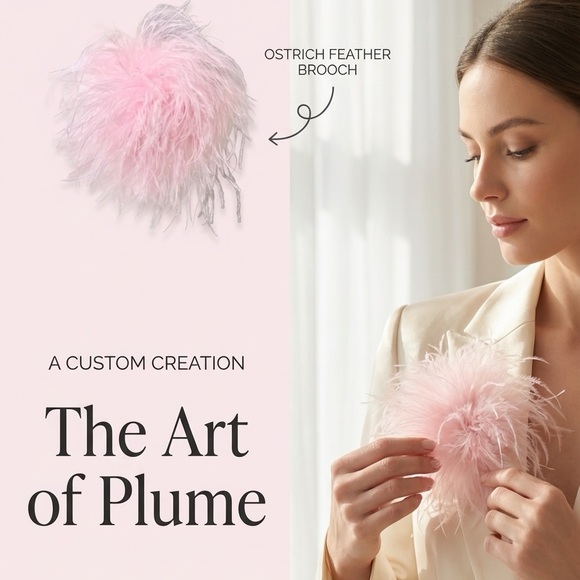 Accessories | Powder Pink Feather Brooch Corsage Pin Oversized Ostrich ...